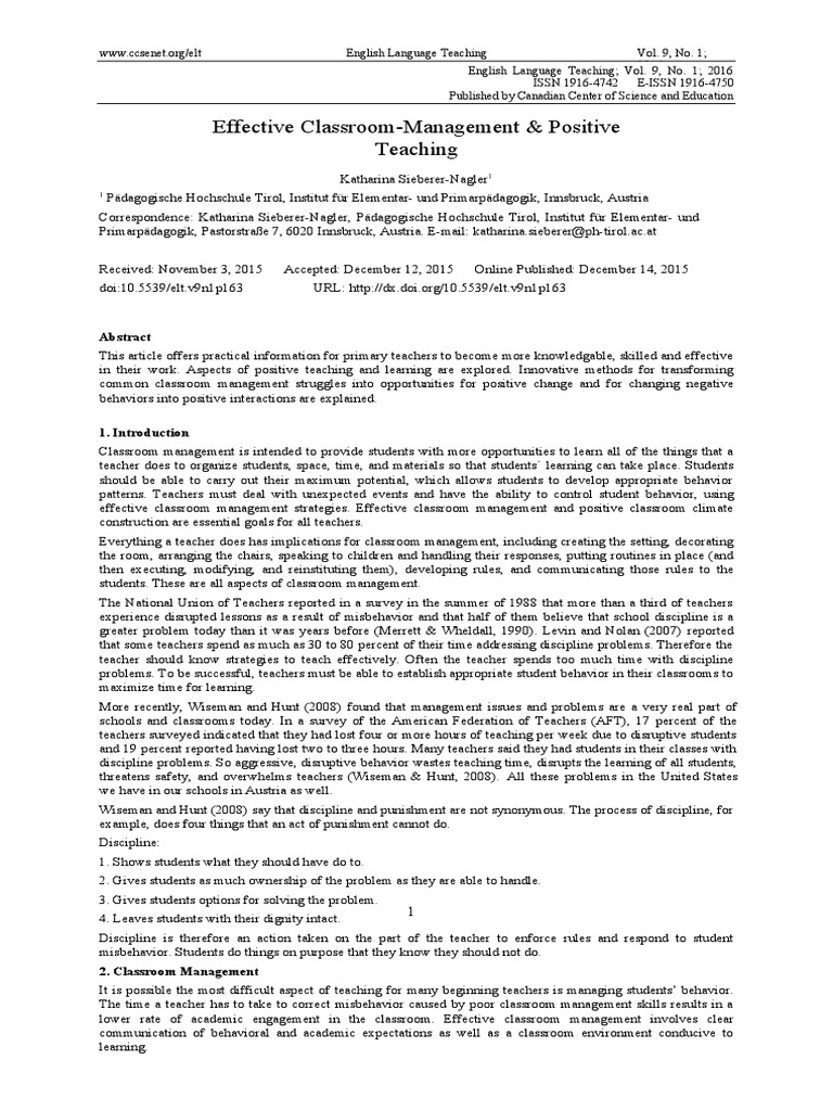 My Summary | PDF | Teachers | Classroom Management