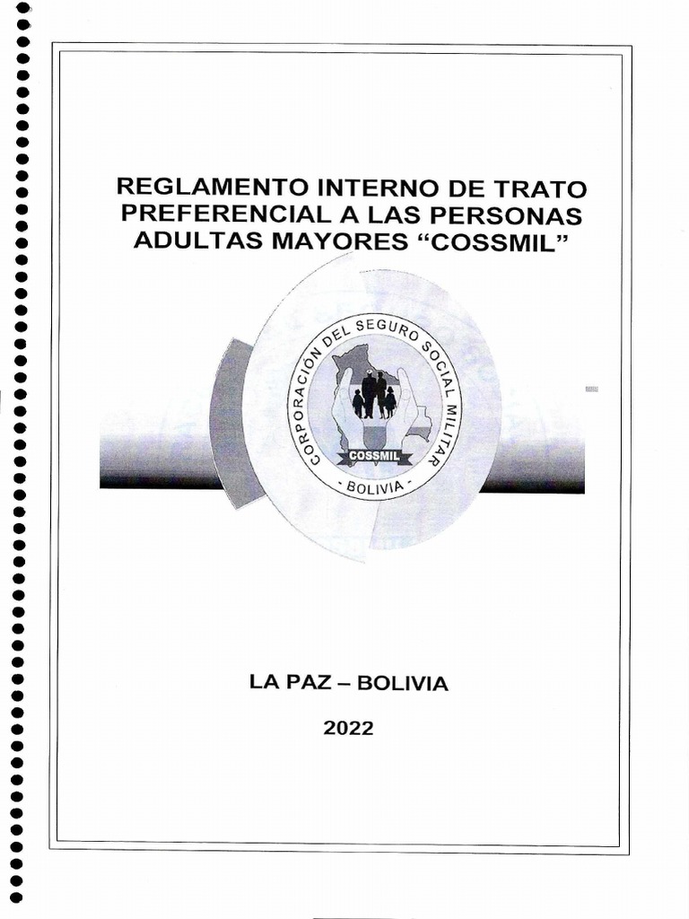 Reglamento Interno de Trato Preferencial A Las Personas Adultas Mayores COSSMIL | PDF