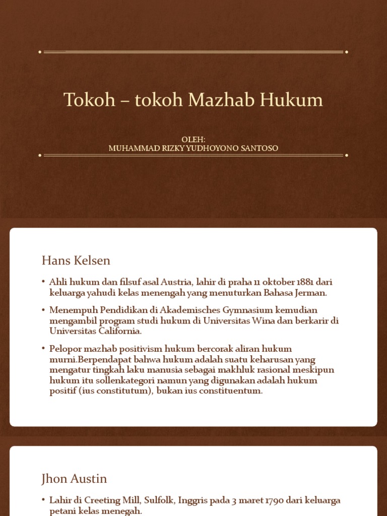 Tokoh - Tokoh Mazhab Hukum MRiz | PDF | Politik | Ilmu Sosial