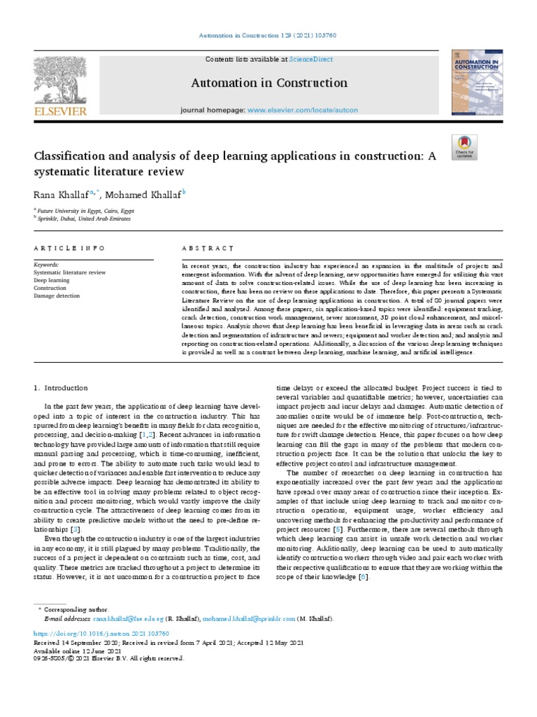 Classification And Analysis Of Deep Learning Applications In