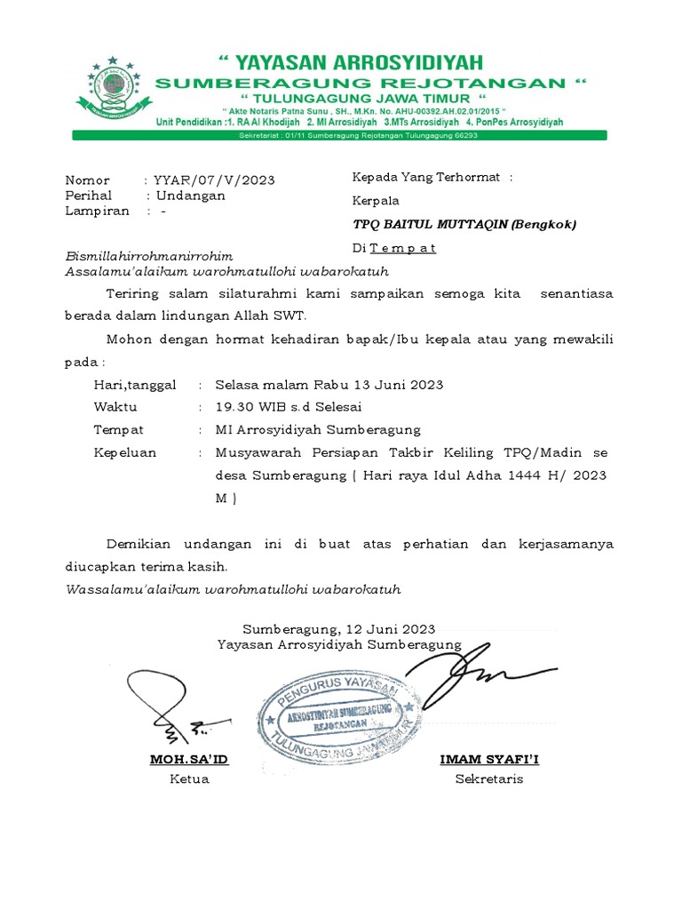 Undangan TPQ Madin | PDF