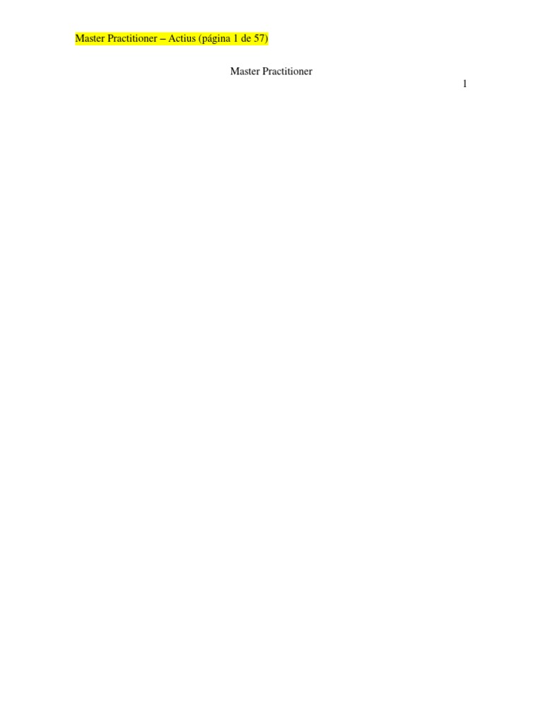 Master Practitioner - PNL | PDF | Experiência | Aprendizado