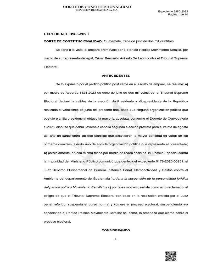 001-Secretaría General - 3985-2023 | PDF | Habeas corpus | Democracia
