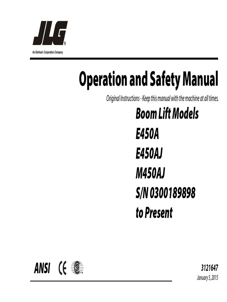 JLG M450aj Operators Manual | PDF | Elevator | Crane (Machine)
