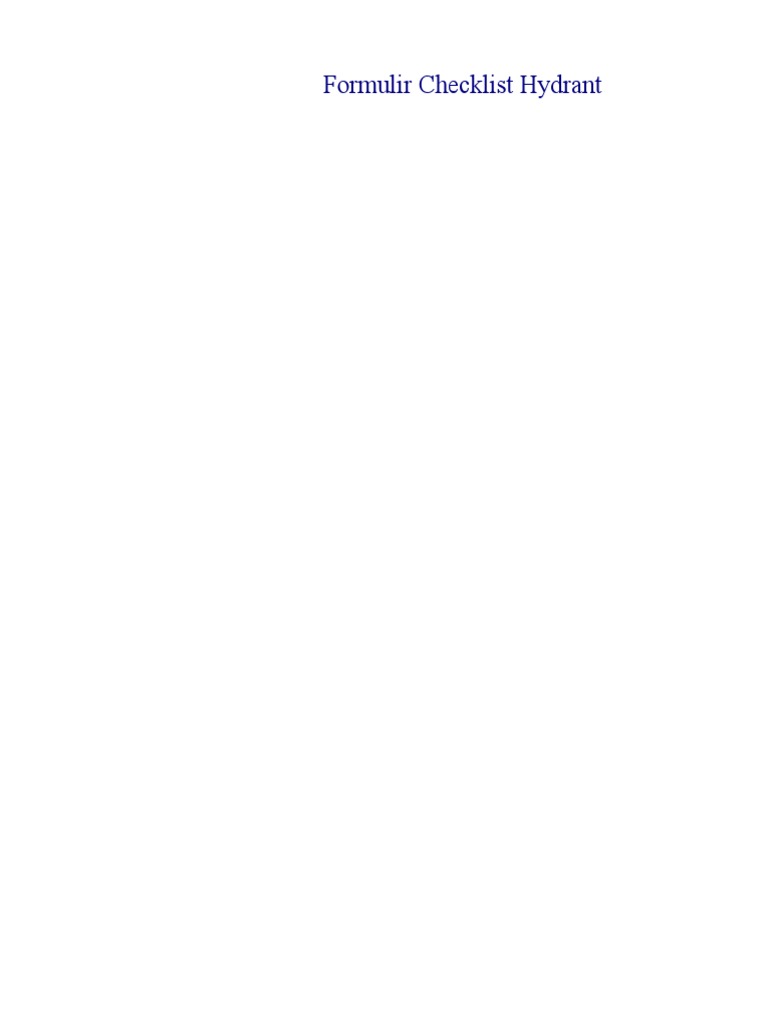 Formulir Checklist Hydrant | PDF