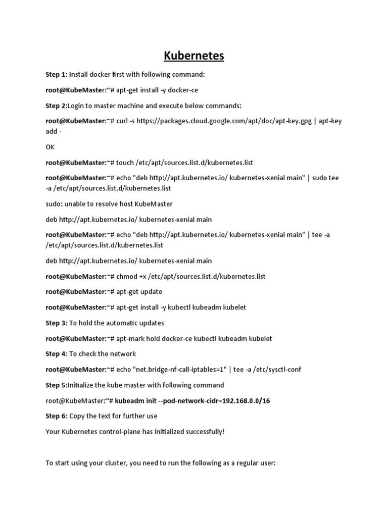 Instruction Kubernetes Pdf Information Technology Management Unix