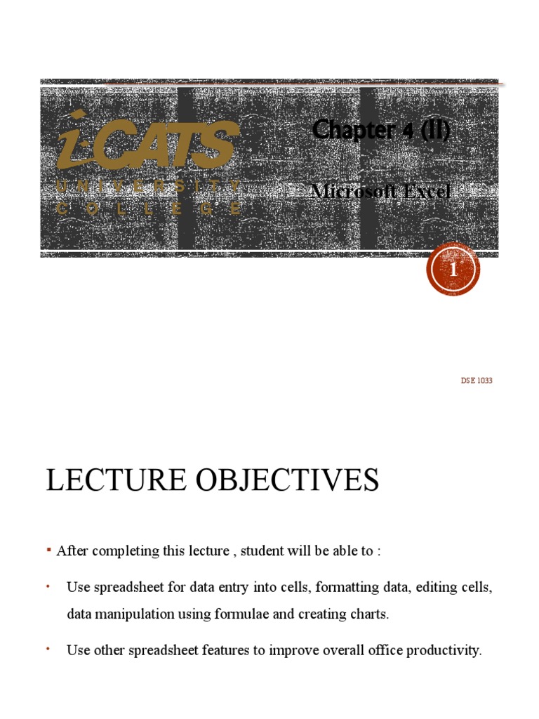 Chapter 4 II Excel | PDF | Spreadsheet | Microsoft Excel