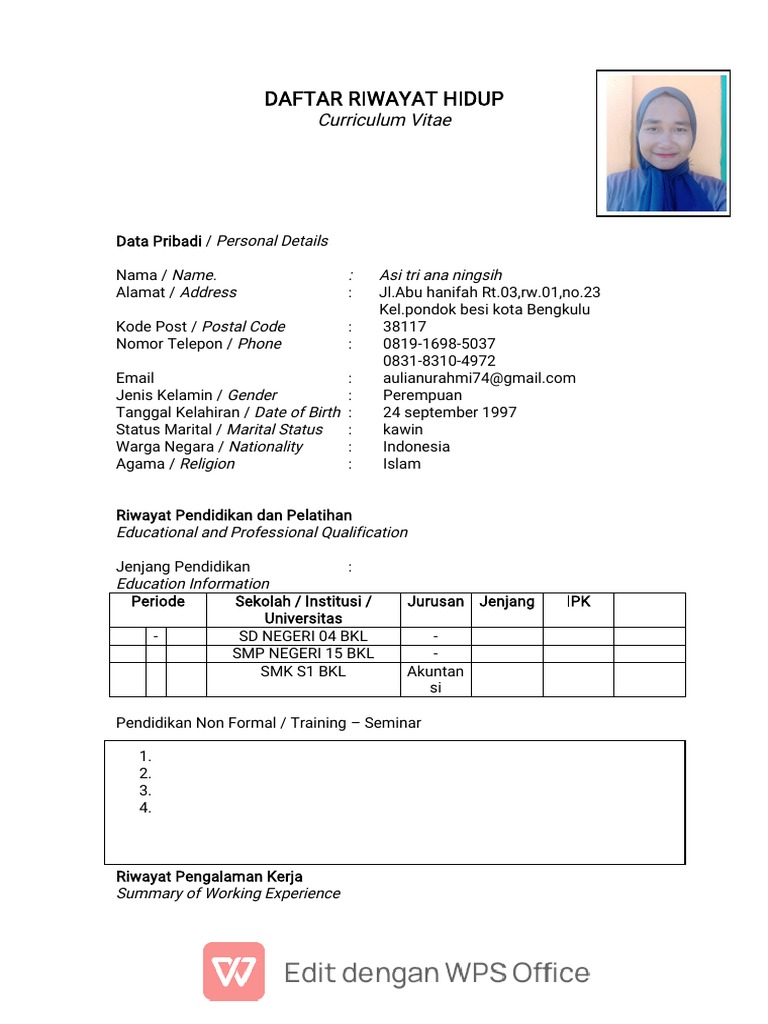 Form CV Asi | PDF