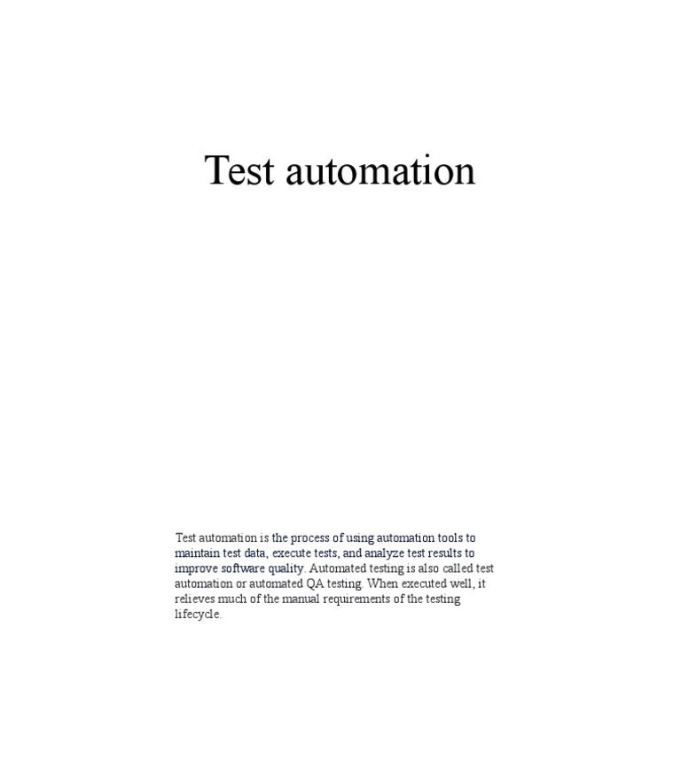 Test automation | PDF