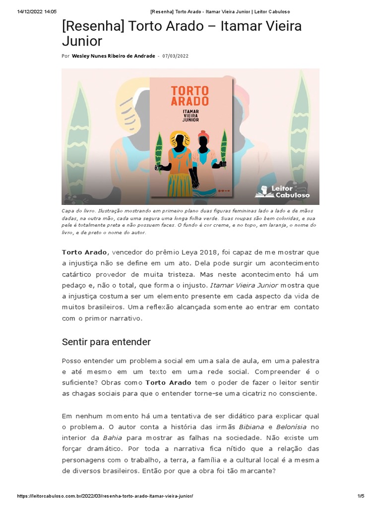 [Resenha] Torto Arado - Itamar Vieira Junior _ Leitor Cabuloso | PDF ...