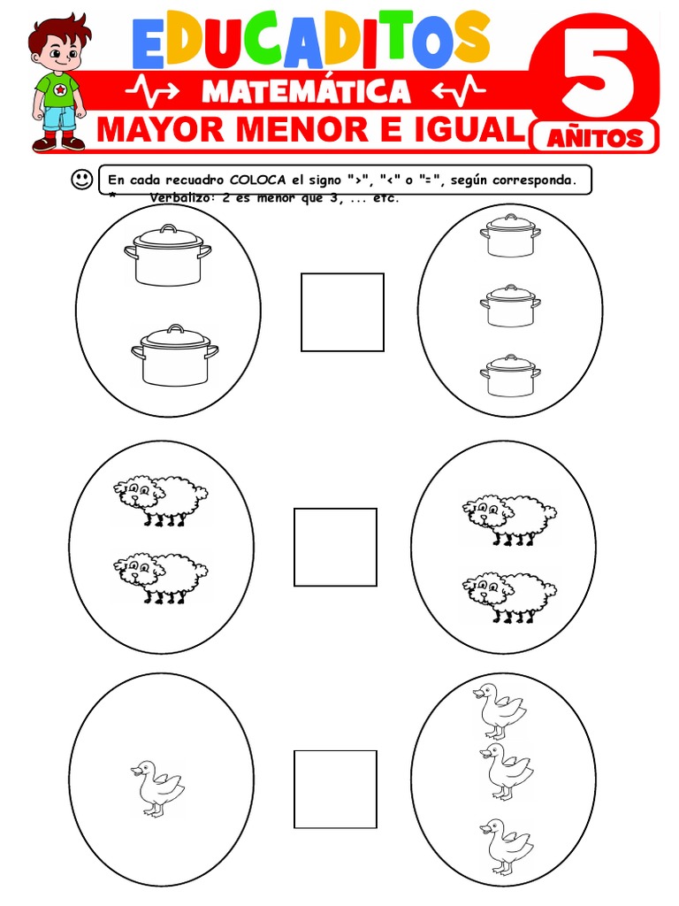 Ejercicios de Mayor y Menor para Niños | PDF