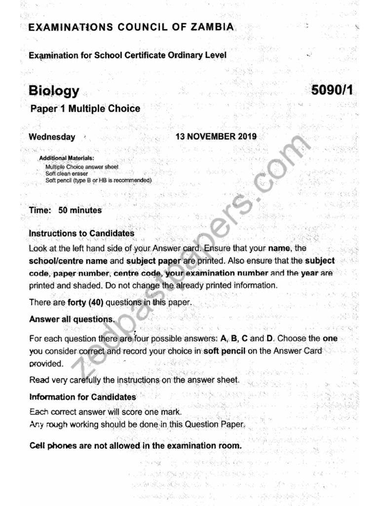 g12 Biology p1 2019 Internal | PDF