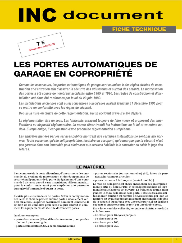Conseil 615 T5-Portes Auto Garage | PDF | Sécurité | Parking