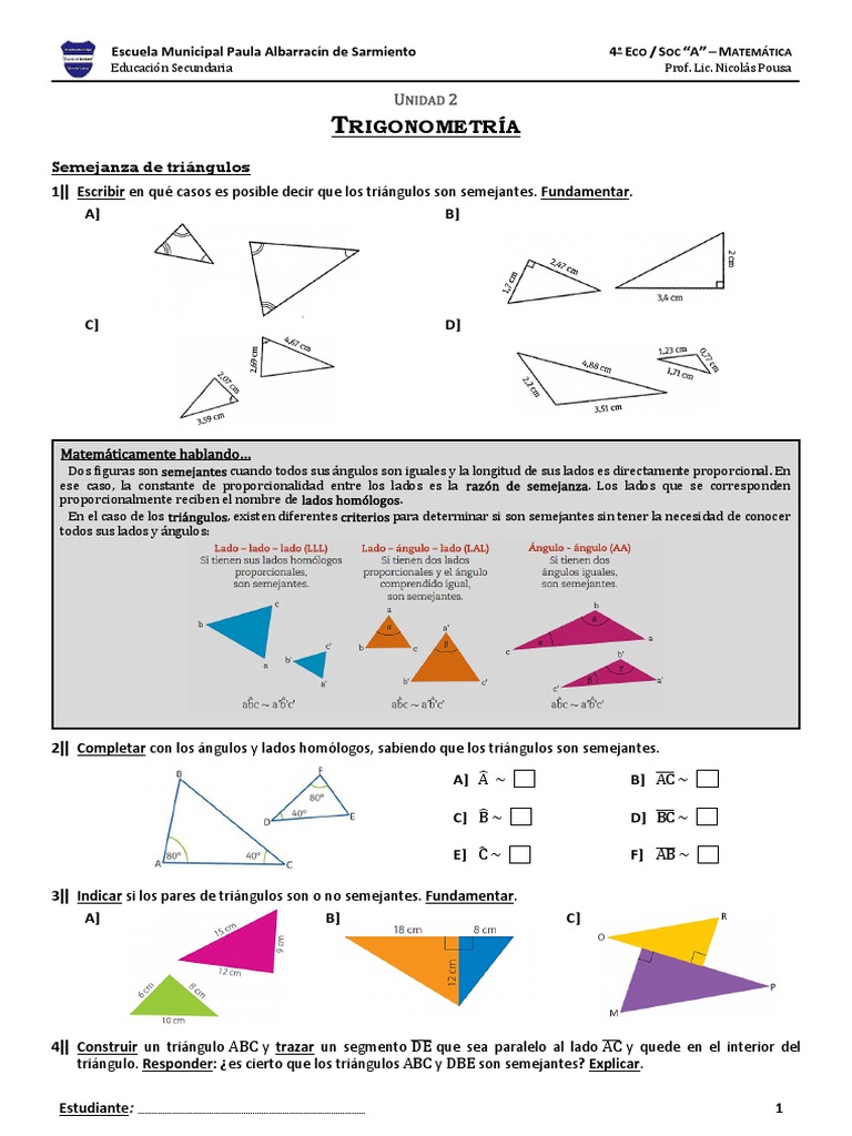 2 - Trigonometría - 4° EMPAS - 2023 | PDF | Triángulo | Trigonometría