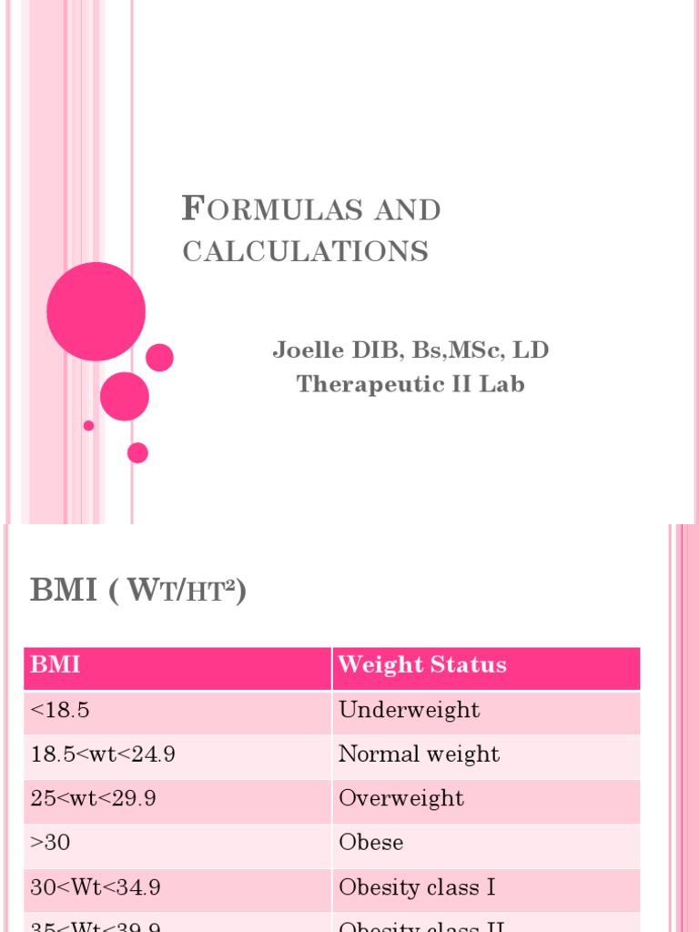 Formulas | PDF | Waist | Obesity