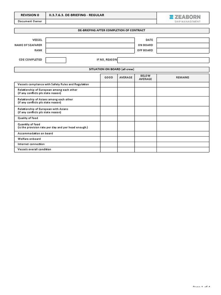 Seafarer Contract Debriefing Form | PDF | Business