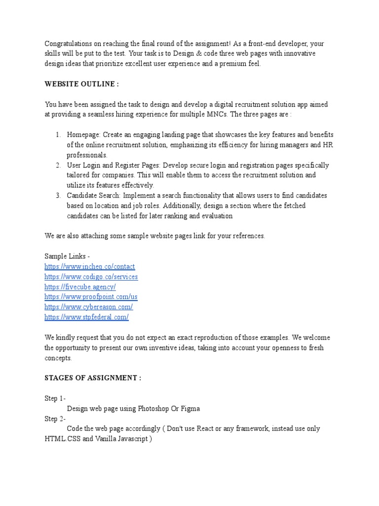 Front End Dev Assignment | PDF | World Wide Web | Internet & Web