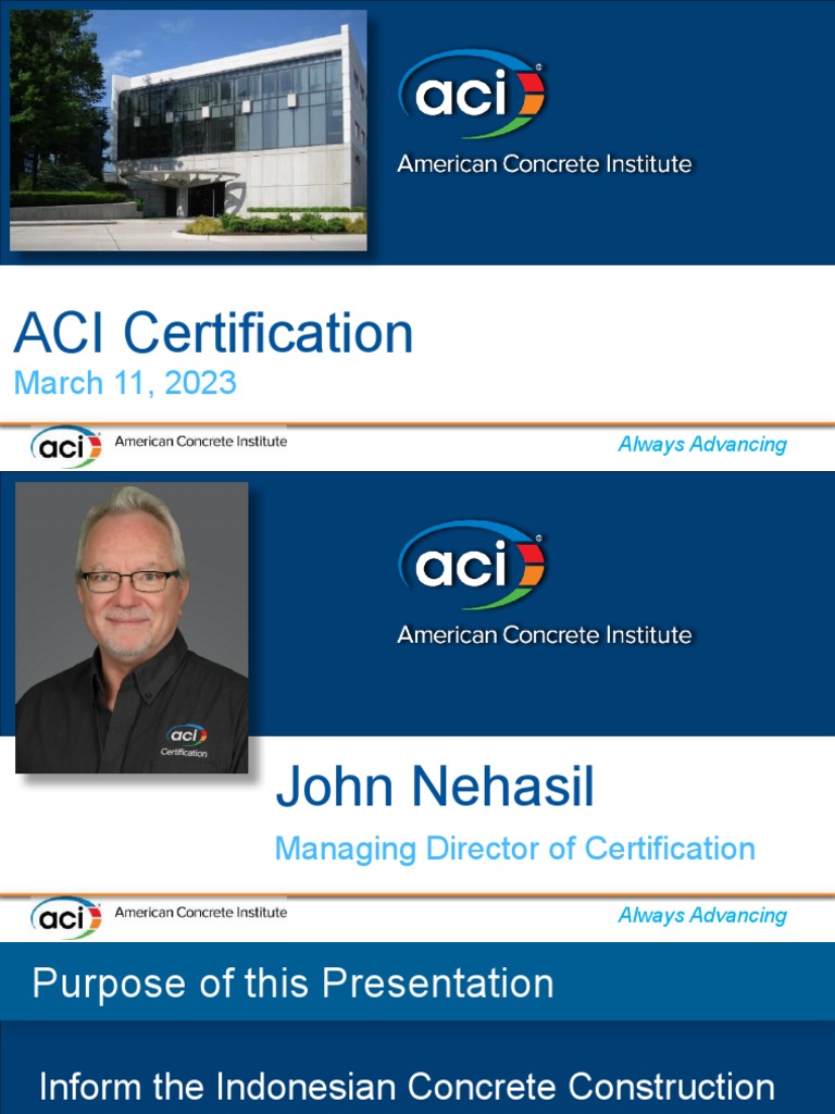 Materi 1 - ACI Certification | PDF | Concrete | Certification
