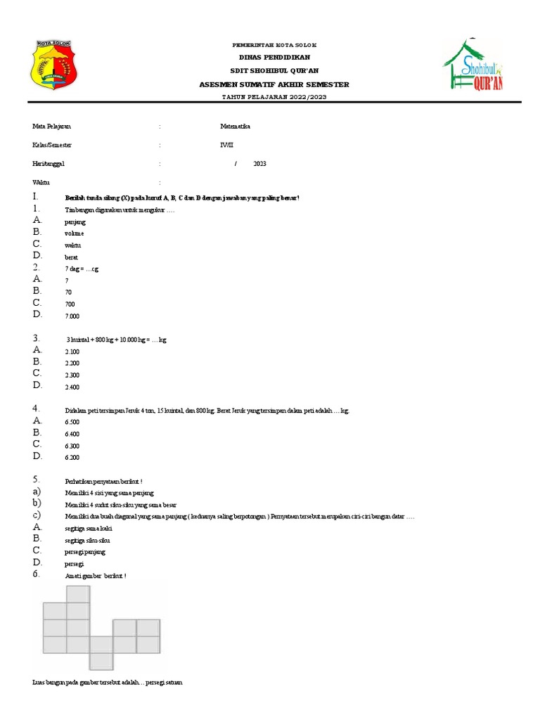 kls4 MTK Soal Asas2 | PDF