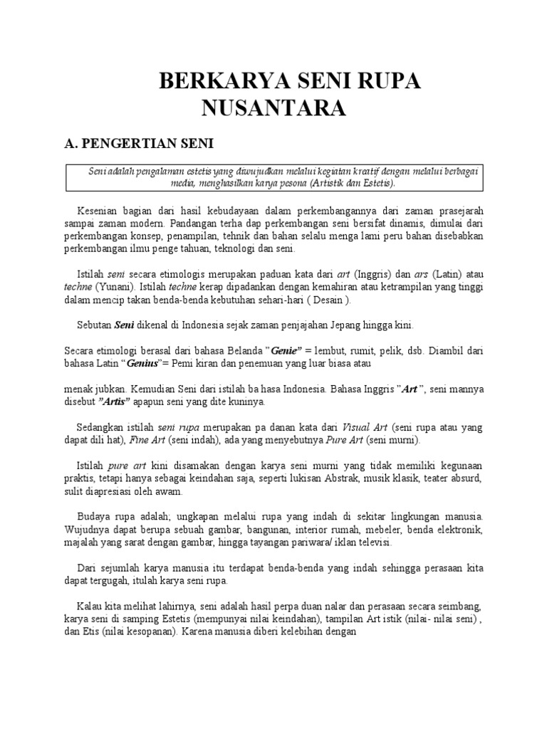 Seni Rupa Nusantara: Jenis dan Proses | PDF