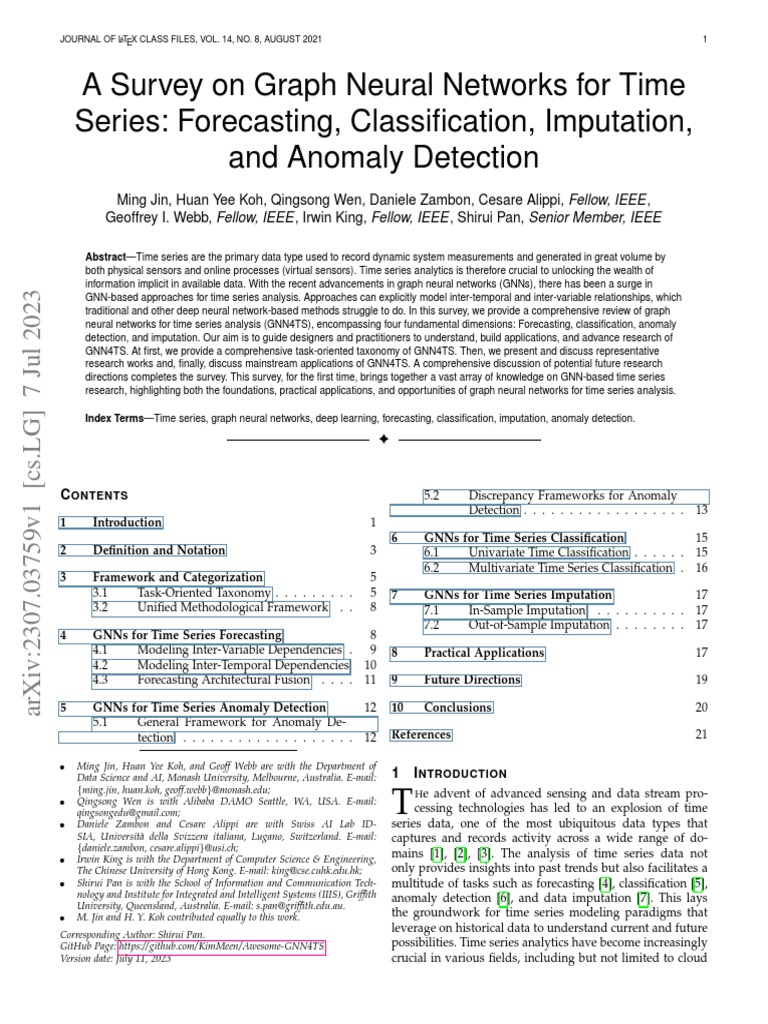 A Survey On Graph Neural Networks For Time Series - Forecasting ...