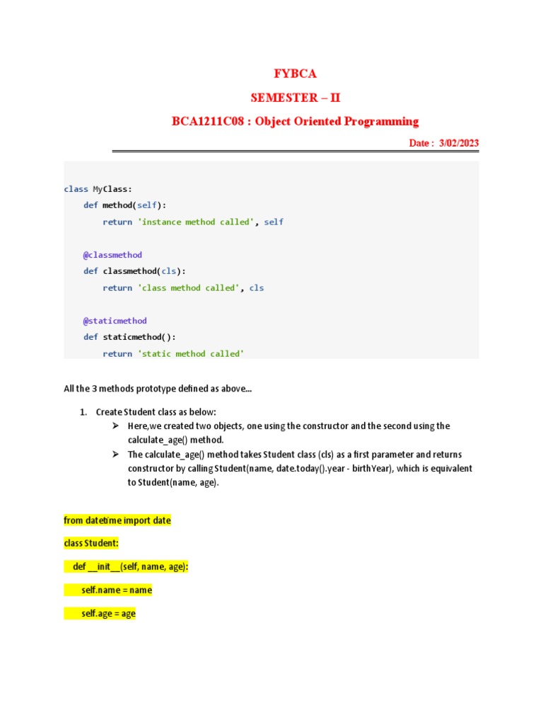 Assignment 5 Pdf Method Computer Programming Constructor Object Oriented Programming