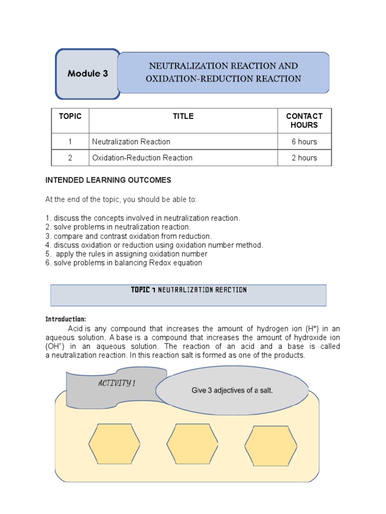Chem 2-Module 3-Lecture | PDF | Redox | Chemical Reactions