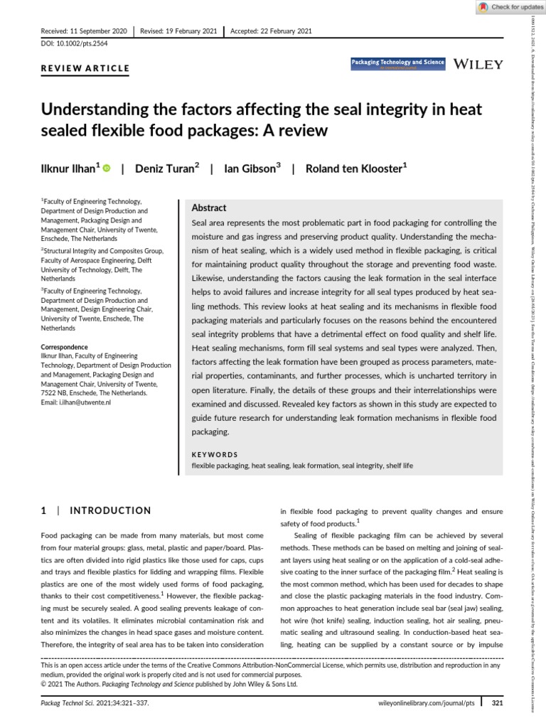 Factors Influencing Seal Integrity in Food Packaging | PDF | Adhesion ...