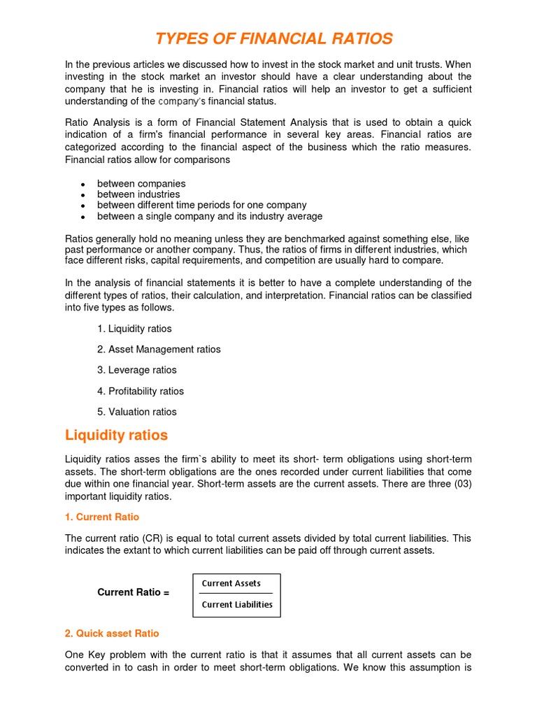 Types of Financial Ratios 19mar 2012 | Download Free PDF | Equity ...