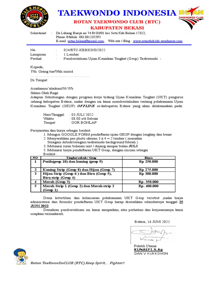 Pemberitahuan Ukt Geup 2021 | PDF