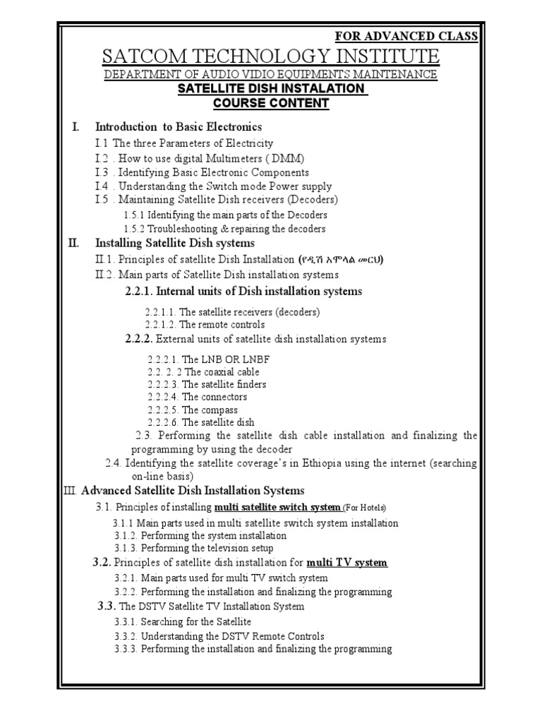 Dish Course Outline-Advanced | Download Free PDF | Communications ...