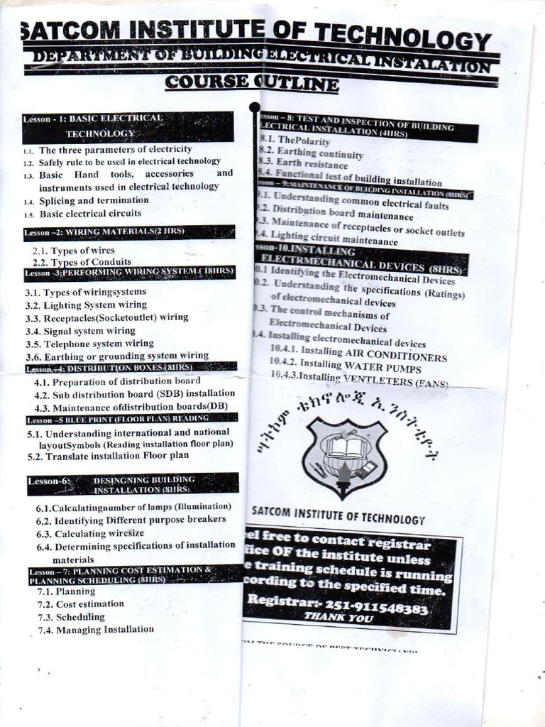 Building and Industrial Electrical Installation | PDF