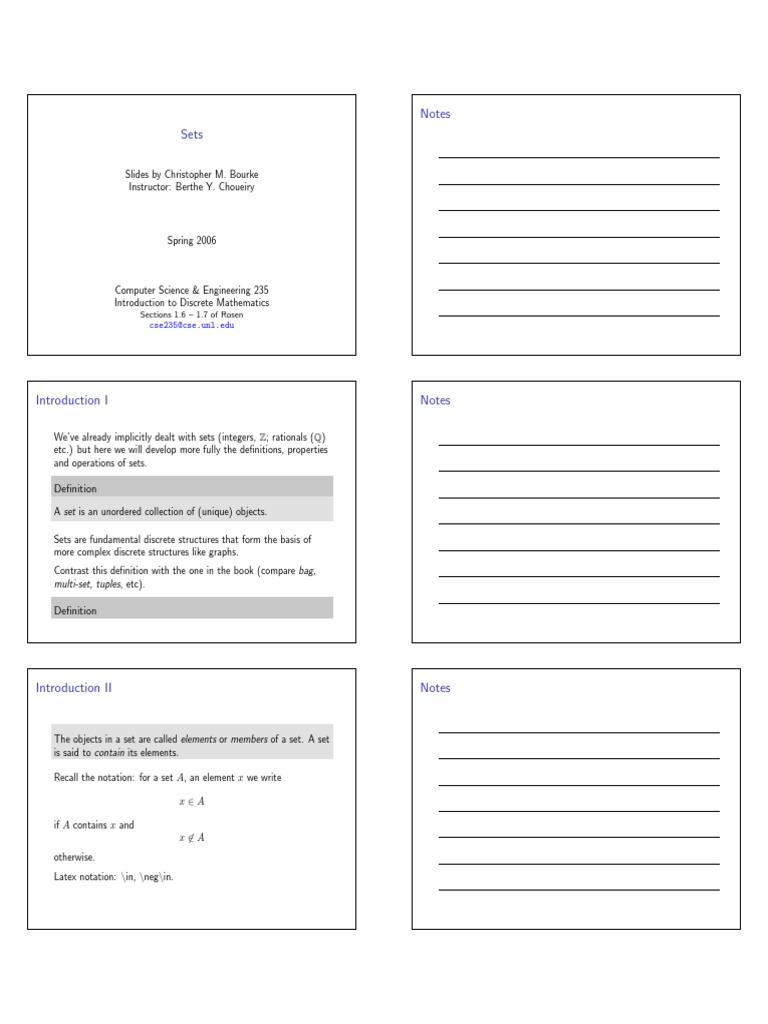 Sets Handout | PDF | Set (Mathematics) | Empty Set