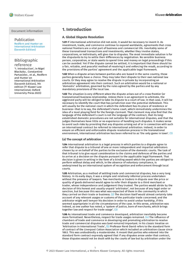 Introduction | PDF | Arbitration | Arbitral Tribunal