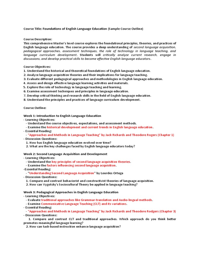 Foundations of English Language Education | PDF | Educational ...