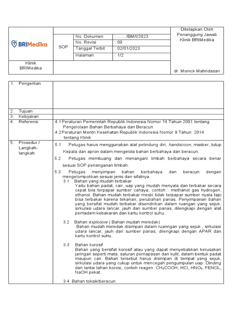 Contoh Format Sop | PDF