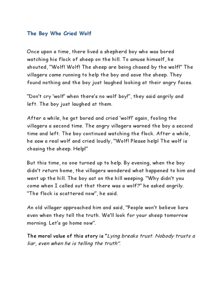 The Boy Who Cried Wolf | PDF