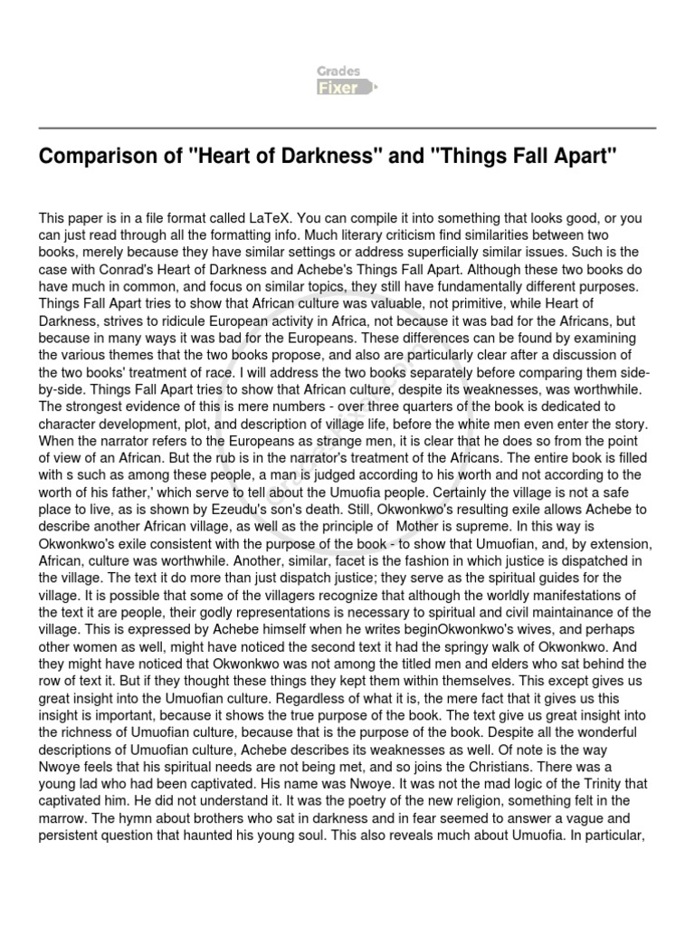 Comparing Heart of Darkness and Things Fall Apart | PDF | Heart Of Darkness