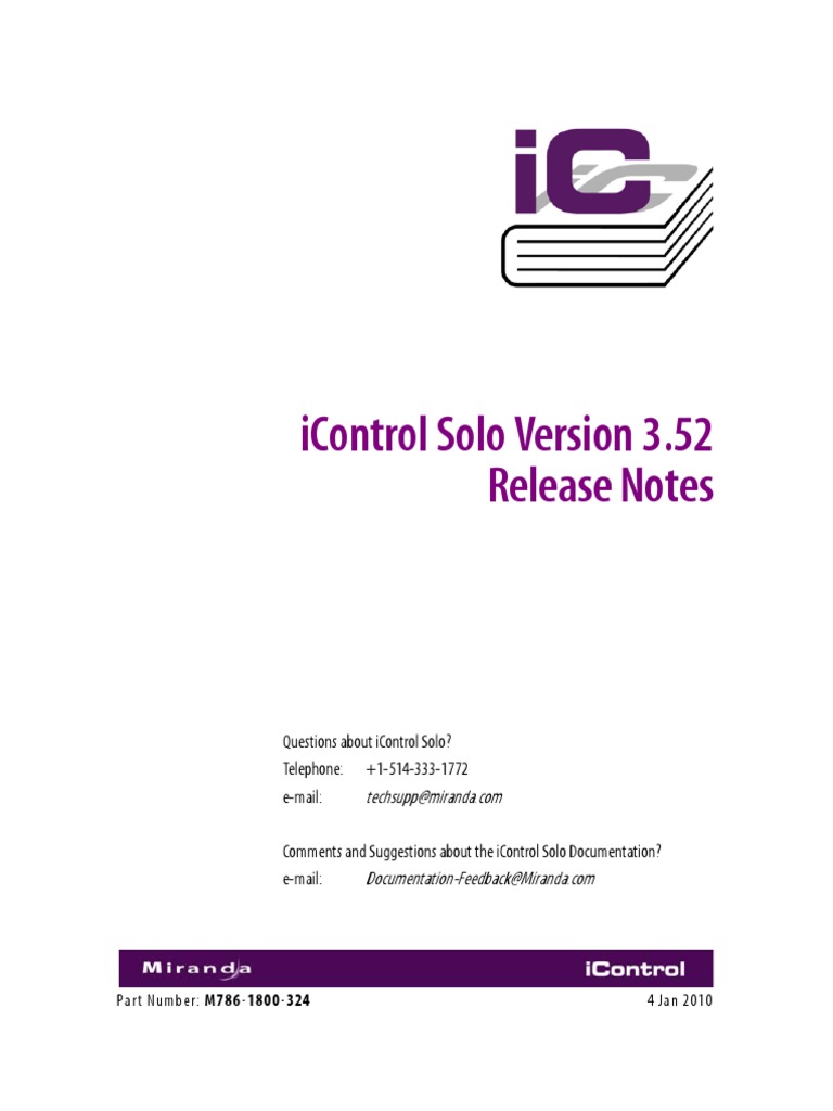 Icontrol Solo ReleaseNotes 352 | PDF | Microsoft Windows | Installation ...