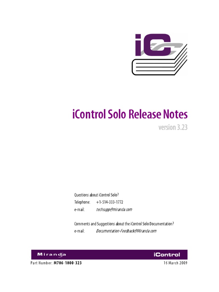 Icontrol Solo ReleaseNotes 323 | PDF | Microsoft Windows | Installation ...