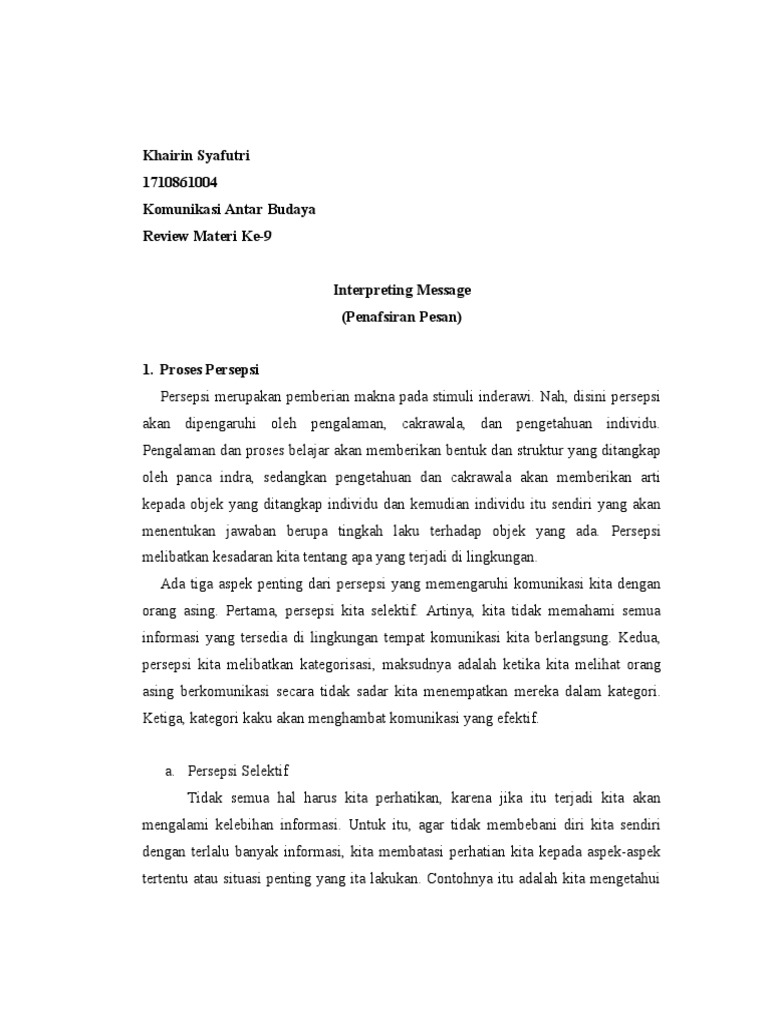 Persepsi Selektif dalam Komunikasi | PDF