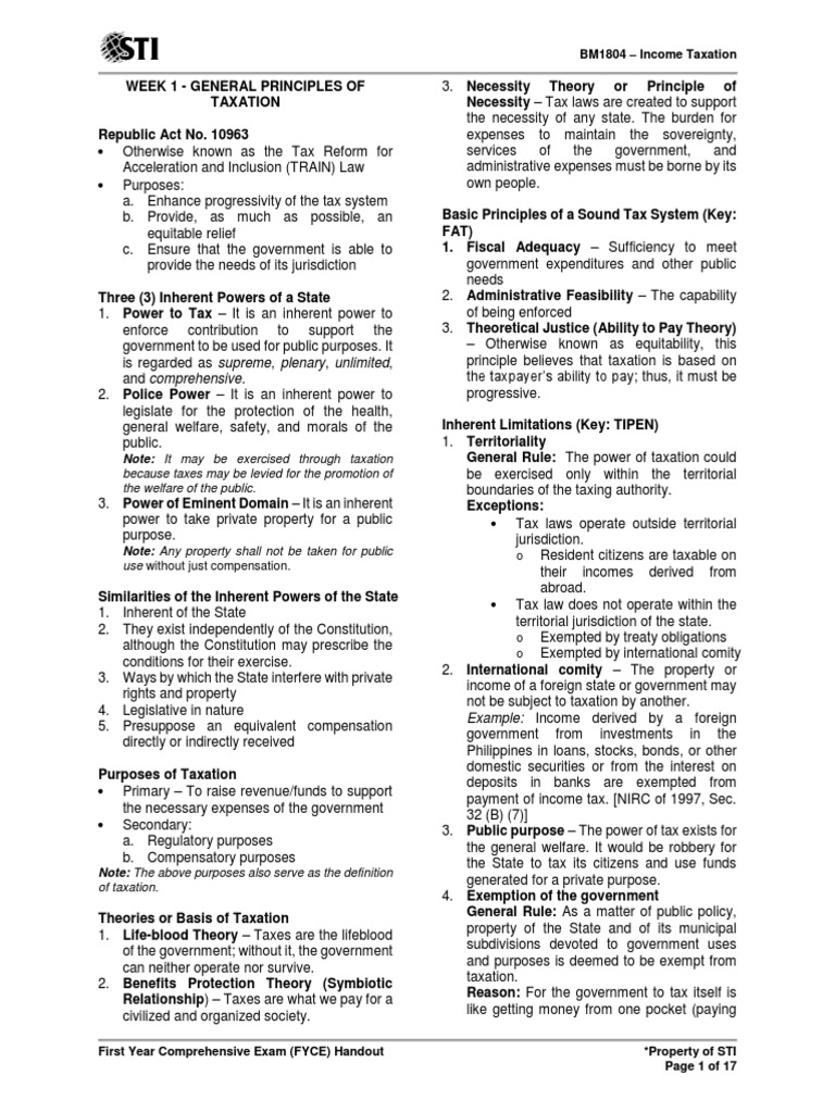 FYCE Taxation Principles Overview | PDF | Taxes | Taxation In The ...