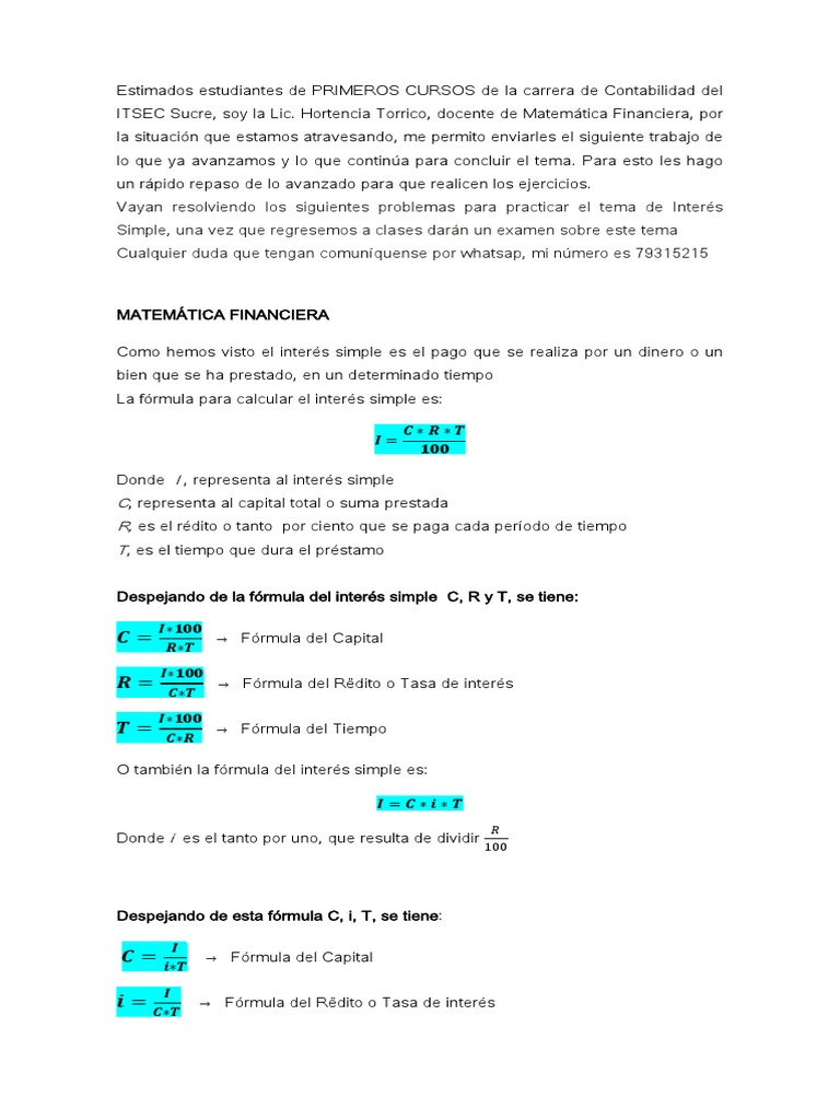 Clase 1 Mate Fin | PDF | Interés | Finanzas Matemáticas