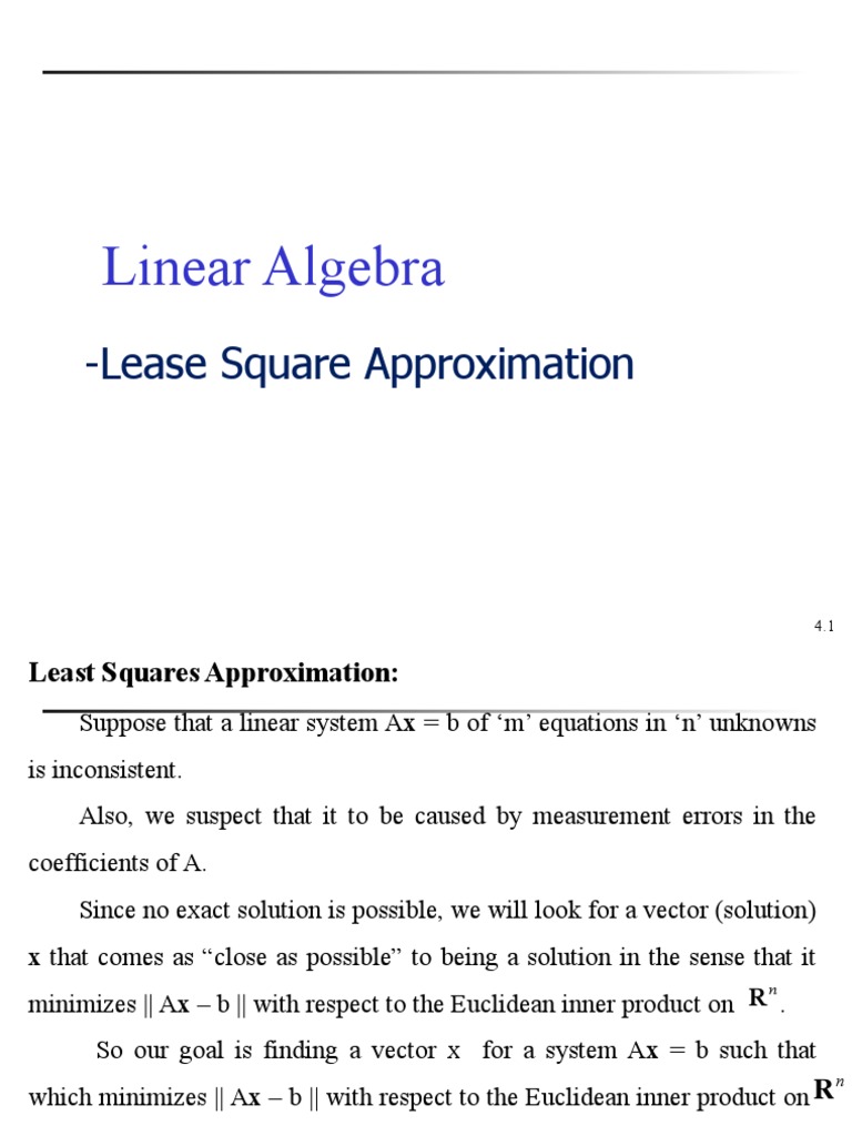 L16 - 17 Linear Algebra - Least Square Approximation | PDF | System Of ...