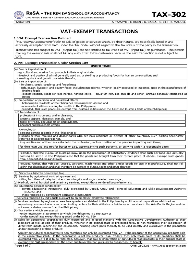 TAX-302 (VAT-Exempt Transactions) | PDF | Value Added Tax | Taxes