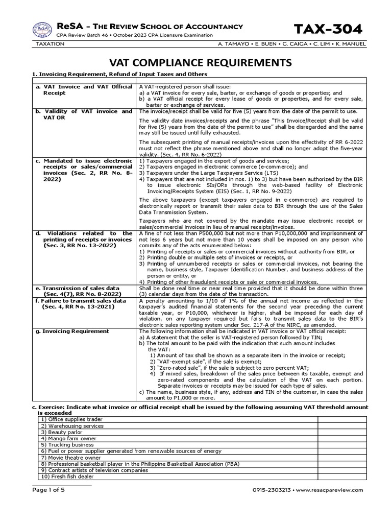 VAT Compliance Requirements Overview | PDF | Value Added Tax | Payments