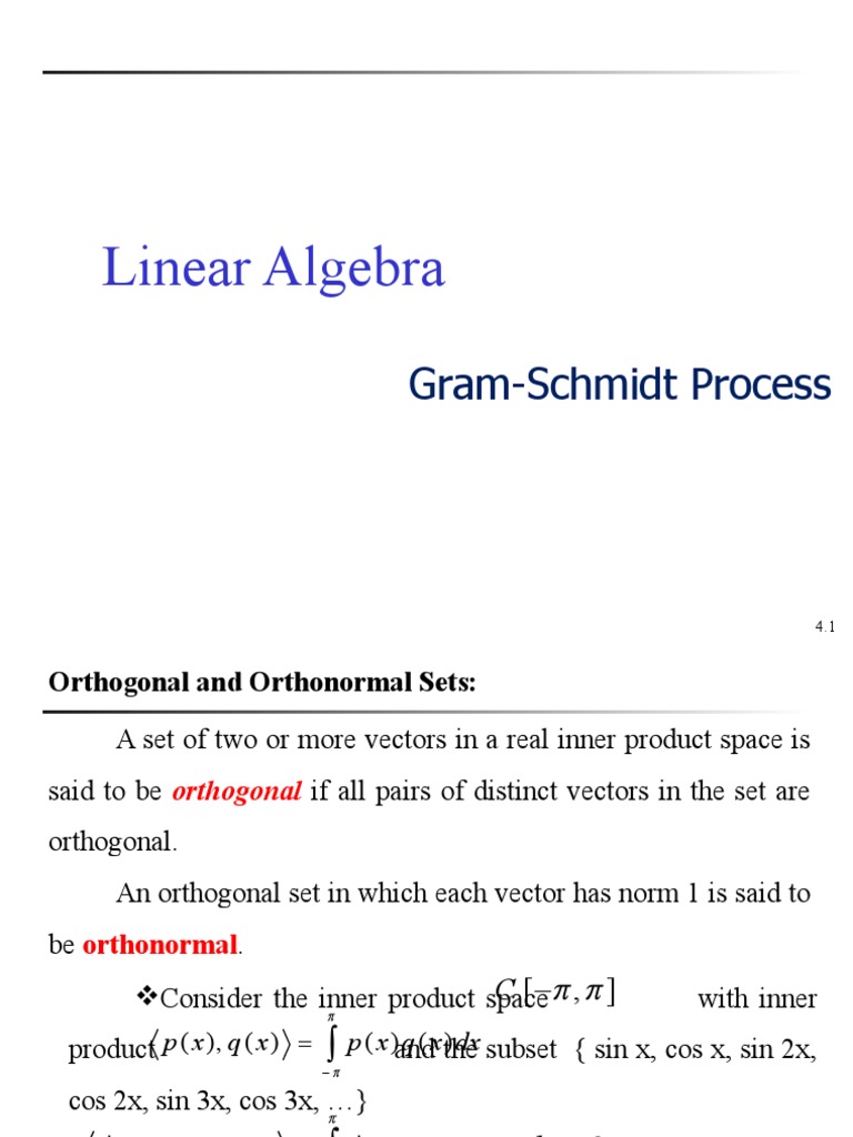 L14 - Linear Algebra - Orthogonal and Orthonormal Sets | PDF | Basis (Linear Algebra ...