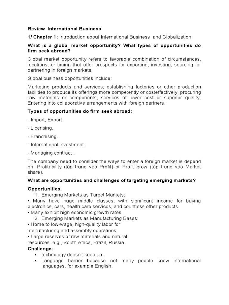 Review International Business | PDF | Strategic Management | Franchising