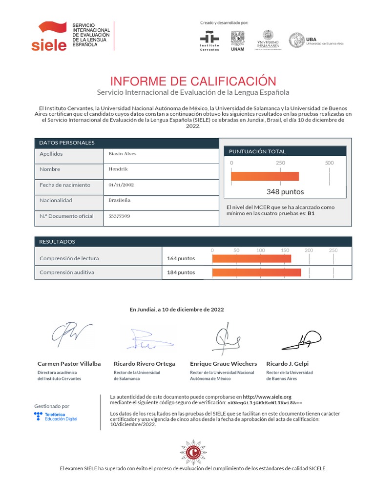 Certificado Siele | PDF | Universidad