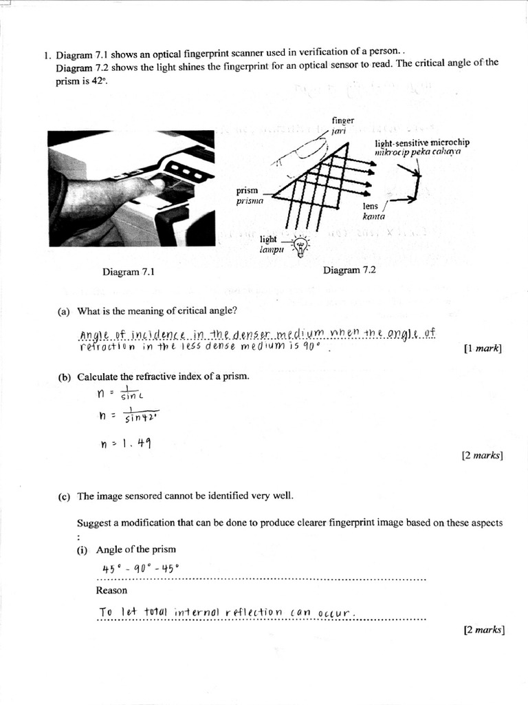 Total Internal Reflection Exercise 2 | PDF
